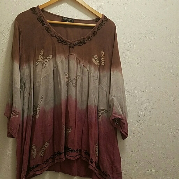 Greater Good | Tops | Butterfly Boho Ombre Flowy 34 Length | Poshmark